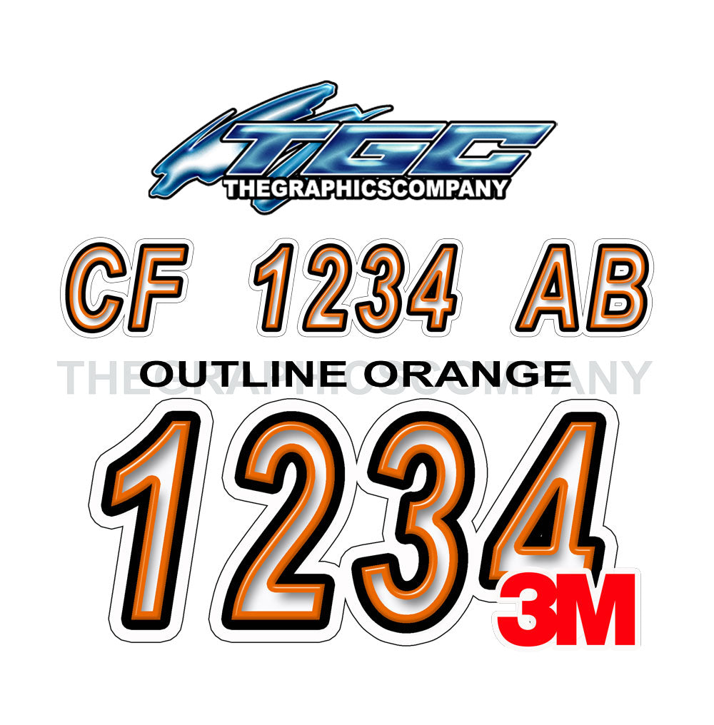 Outline Orange Boat Registration Numbers – The Graphics Company