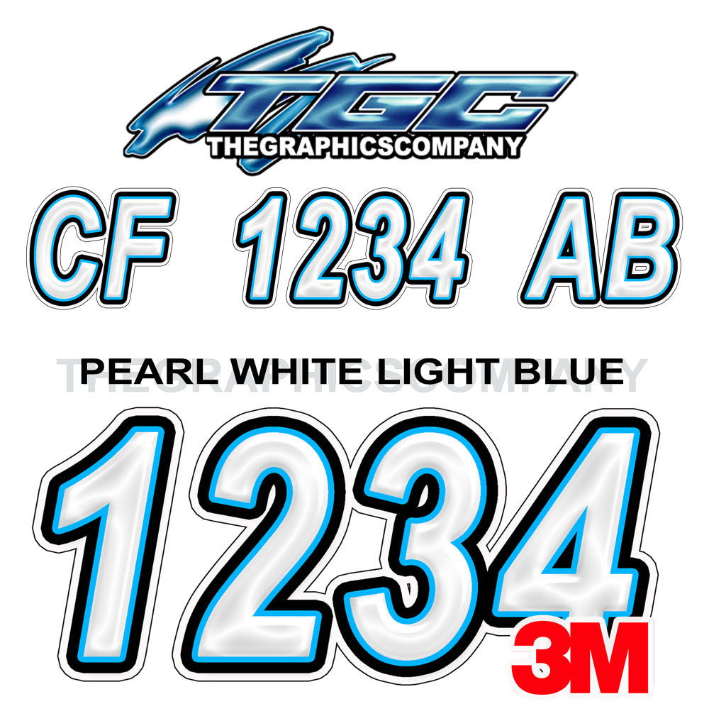 Pearl White Light Blue Boat Registration Numbers – The Graphics Company