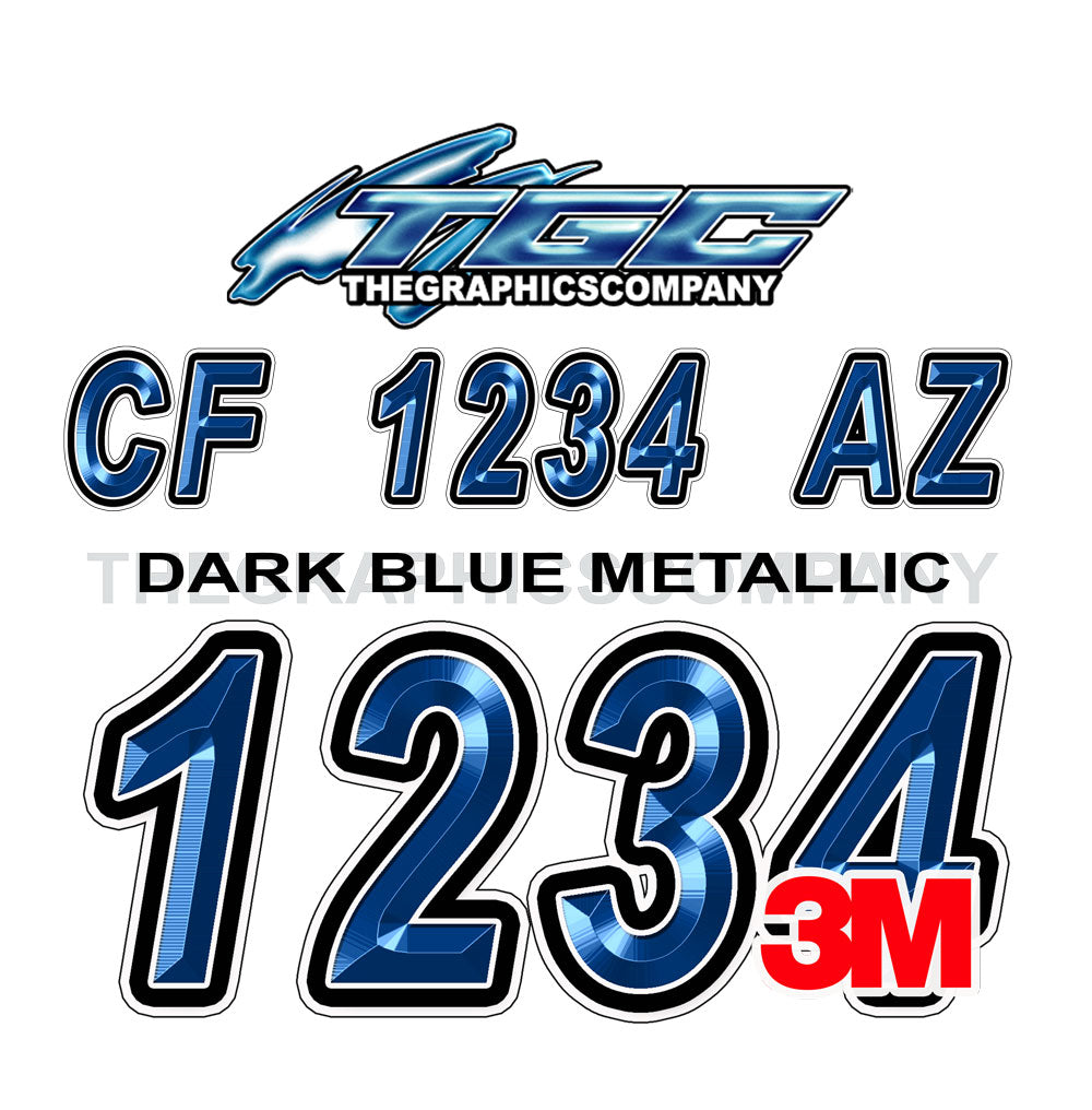 Dark Blue Metallic Boat Registration Numbers – The Graphics Company