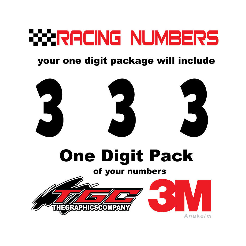 Racing Numbers Vinyl Decals Stickers Anakeim 3 pack – The Graphics Company