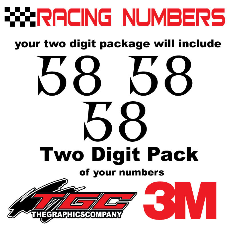Racing Numbers Vinyl Decals Stickers Juiced 3 pack – The Graphics Company