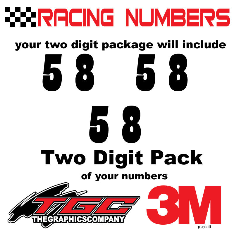 Racing Numbers Vinyl Decals Stickers Playbill 3 pack – The Graphics Company