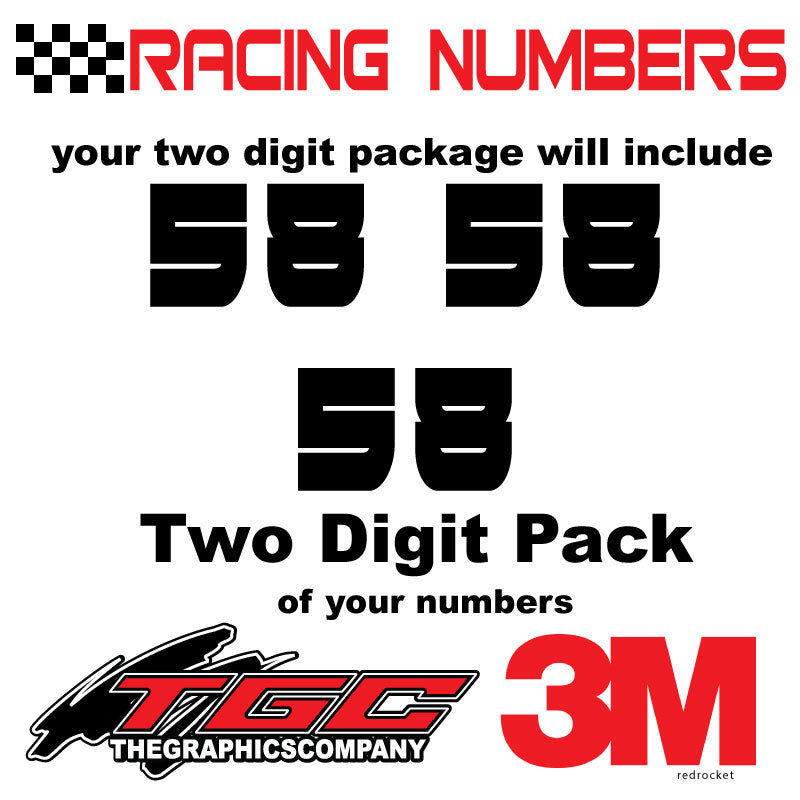 Racing Numbers Vinyl Decals Stickers RedRocket 3 pack – The Graphics ...