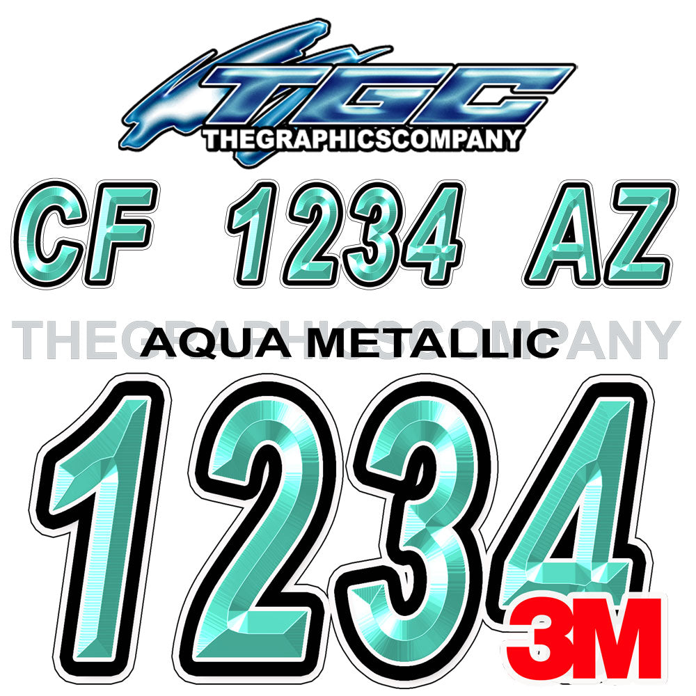 Aqua Metallic Boat Registration Numbers – The Graphics Company