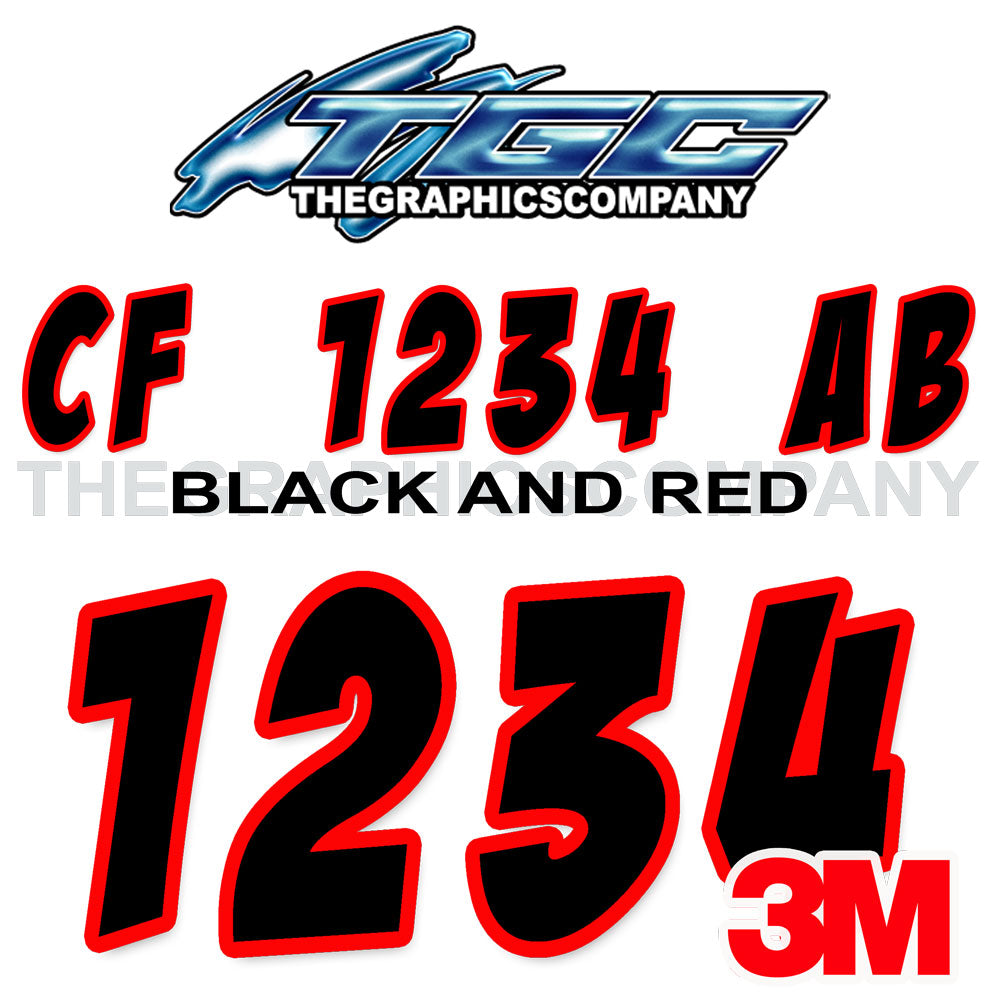 Black and Red Badaboom Boat Registration Numbers – The Graphics Company