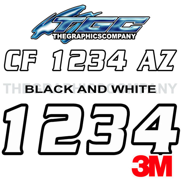 Black and White Serpentine Boat Registration Numbers – The Graphics Company